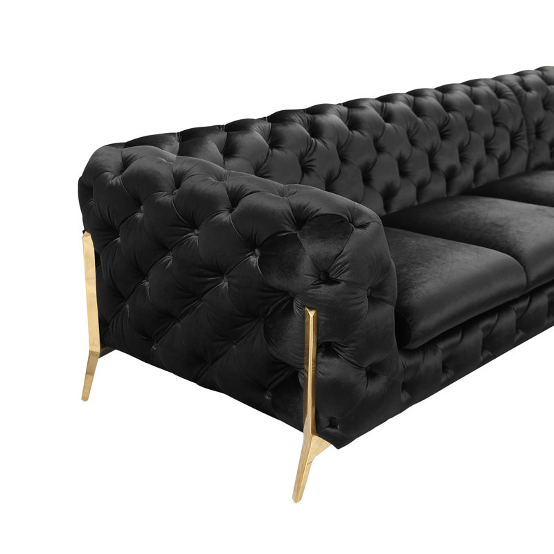 Everly Quinn Randal 128 Wide Velvet Symmetrical Corner Sectional Wayfair